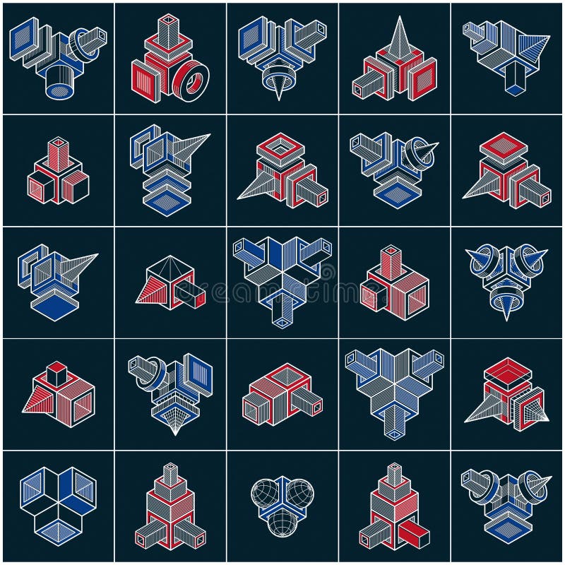 Engineering Abstract Geometric Shapes, Simple Vectors Set. Stock Vector ...