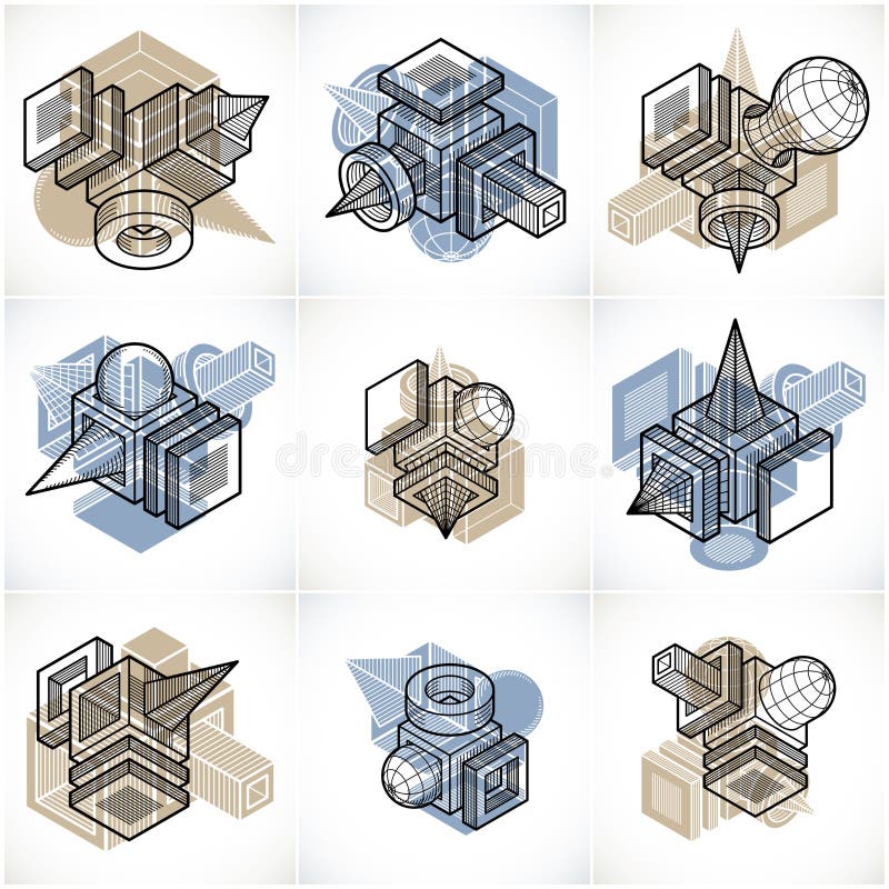 Engineering Abstract Geometric Shapes, Simple Vectors Set. Stock Vector ...