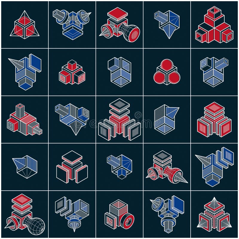 Engineering Abstract Geometric Shapes, Simple Vectors Set. Stock Vector ...