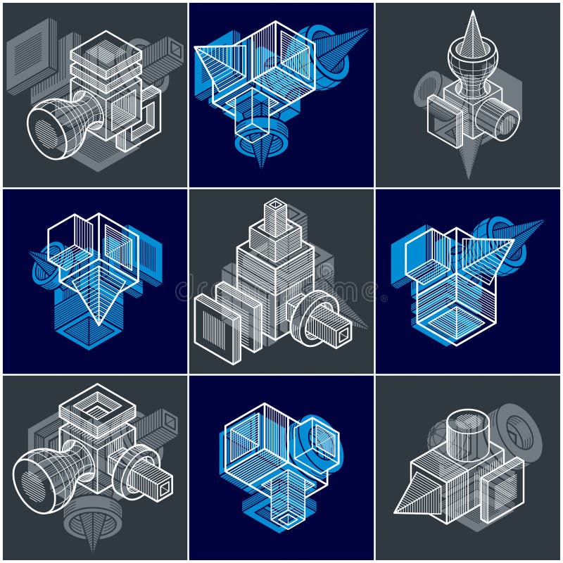 Engineering Abstract Geometric Shapes, Simple Vectors Set. Stock Vector ...