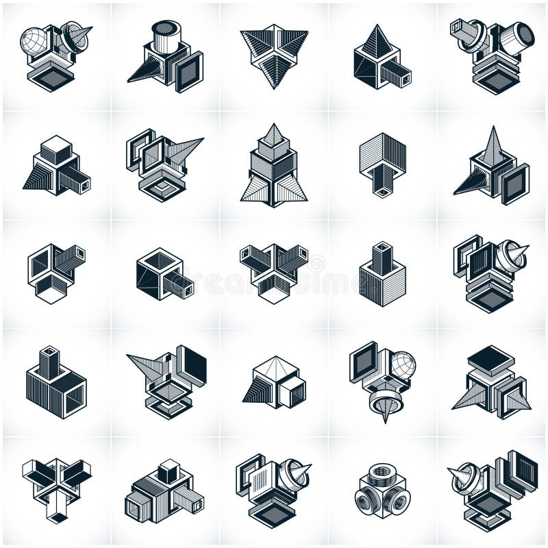 Engineering Abstract Geometric Shapes, Simple Vectors Set. Stock Vector ...