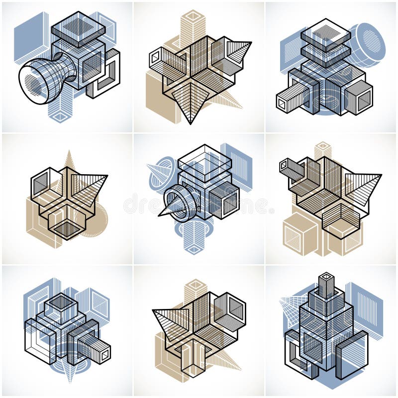 Engineering Abstract Geometric Shapes, Simple Vectors Set. Stock Vector ...