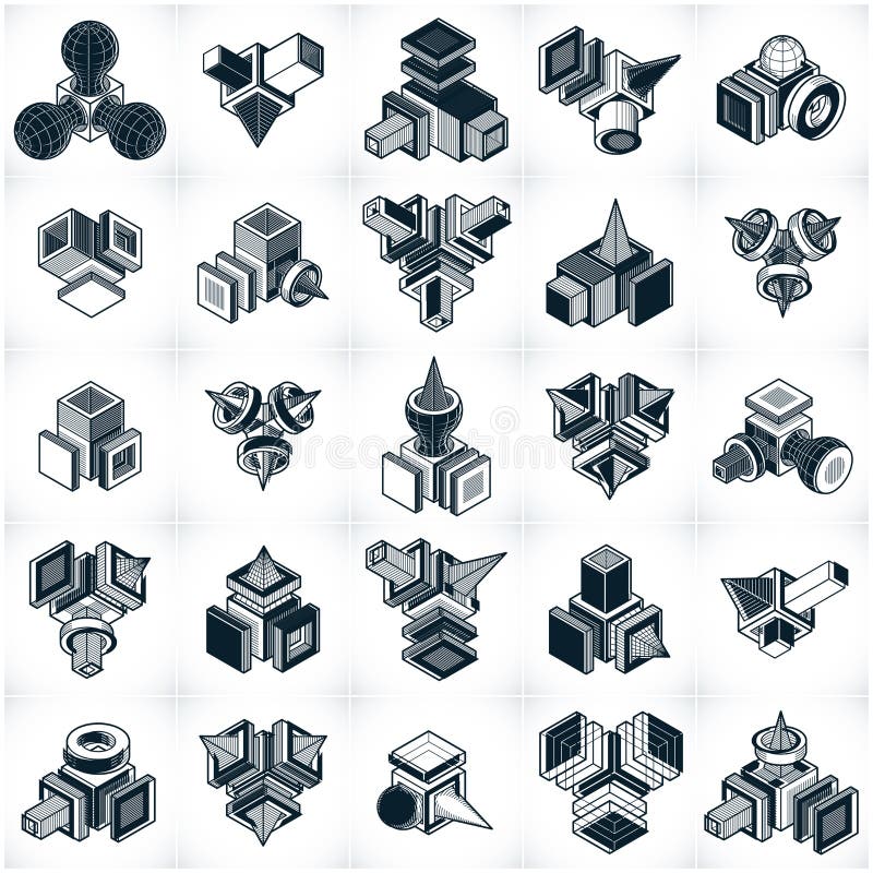 Engineering Abstract Geometric Shapes, Simple Vectors Set. Stock Vector ...