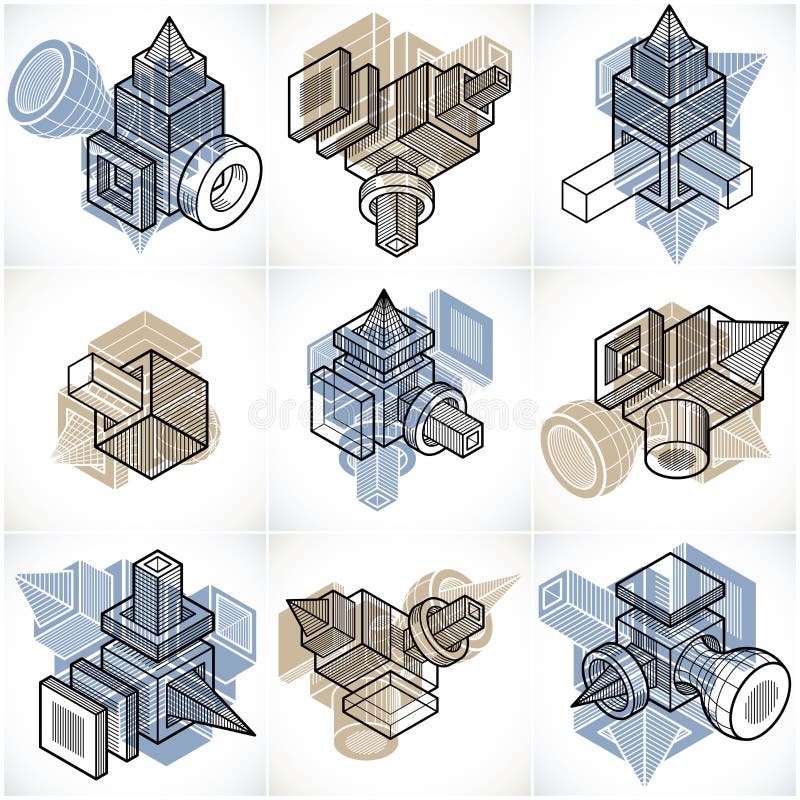 Engineering Abstract Shape, 3d Vector Polygonal Figure. Stock Vector ...