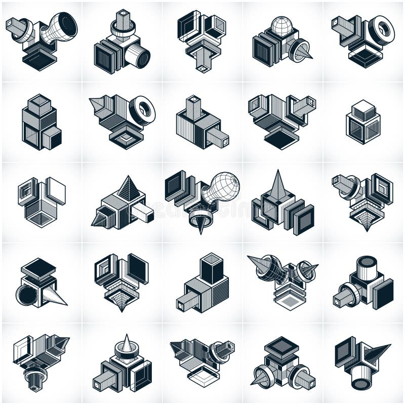 Engineering Abstract Geometric Shapes, Simple Vectors Set. Stock Vector ...