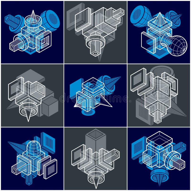 Engineering Abstract Geometric Shapes, Simple Vectors Set. Stock Vector ...