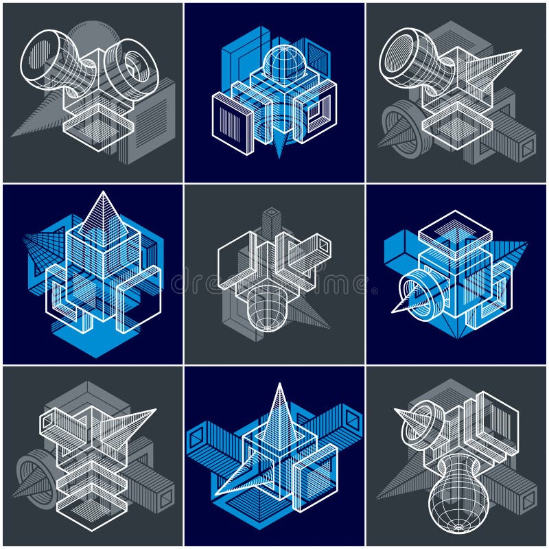 Engineering Abstract Geometric Shapes, Simple Vectors Set. Stock Vector ...