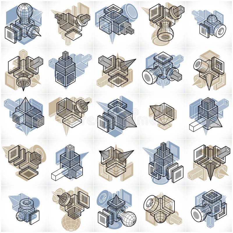 Engineering Abstract Geometric Shapes, Simple Vectors Set. Stock Vector ...