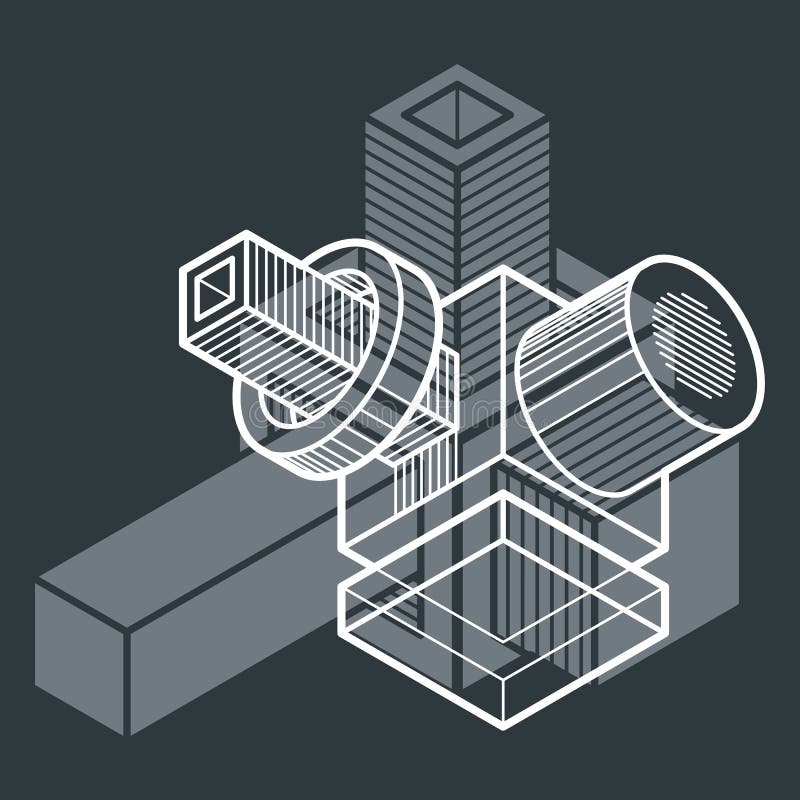 Engineering Abstract Shape, 3d Vector Polygonal Figure. Stock Vector ...