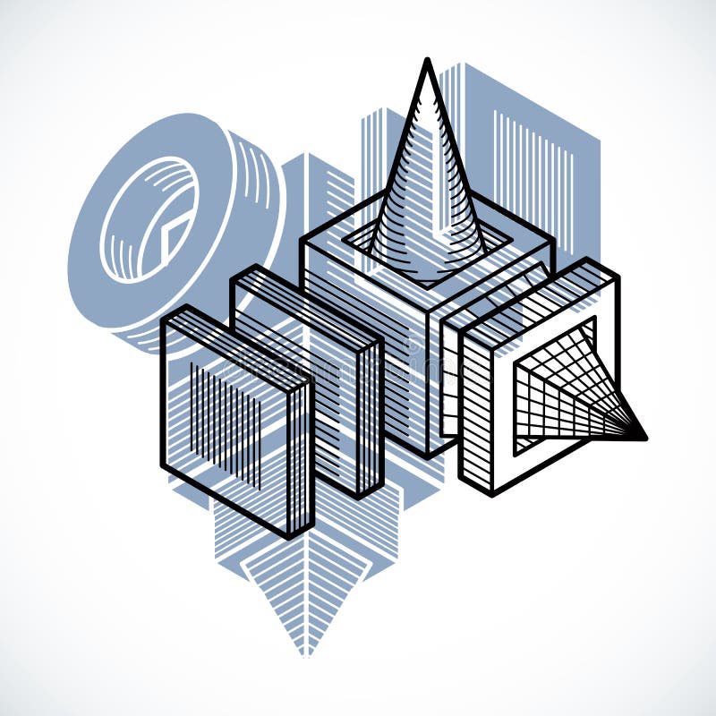 Engineering Abstract Shape, 3d Vector Polygonal Figure. Stock Vector ...