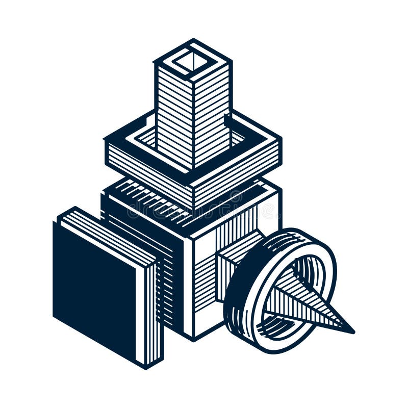 Engineering Abstract Shape, 3d Vector Polygonal Figure. Stock Vector ...