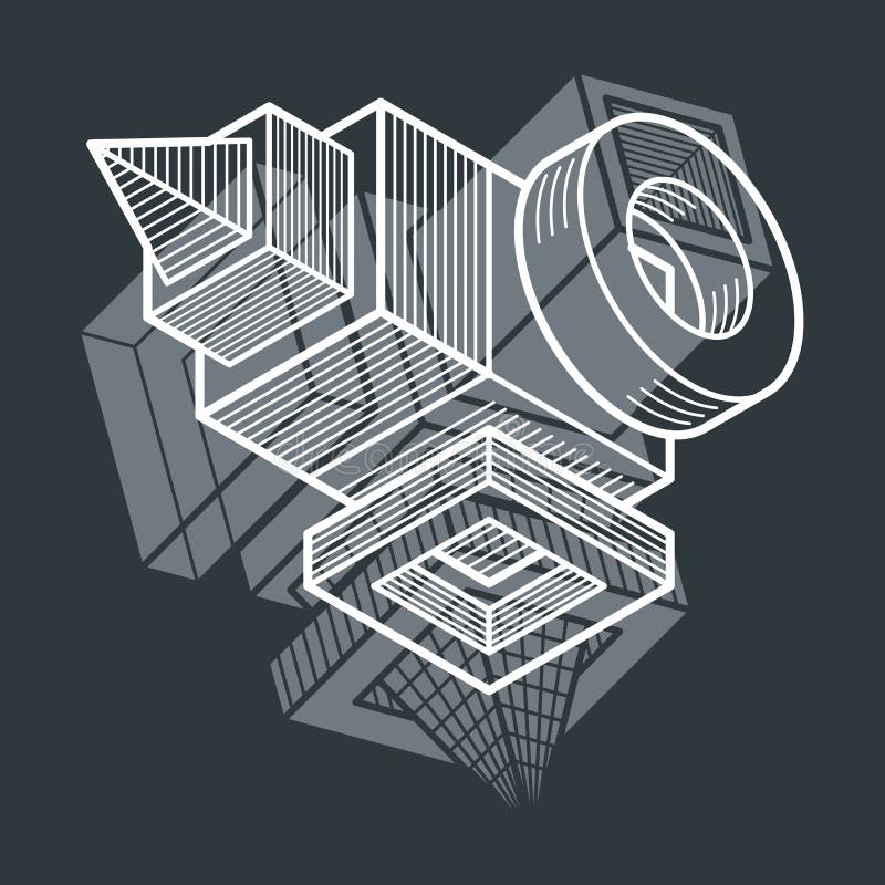 Engineering Abstract Shape, 3d Vector Polygonal Figure. Stock Vector ...