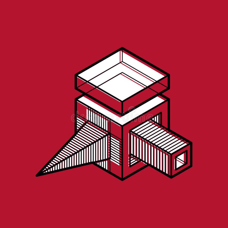 Engineering Abstract Shape, 3d Vector Polygonal Figure. Stock Vector ...