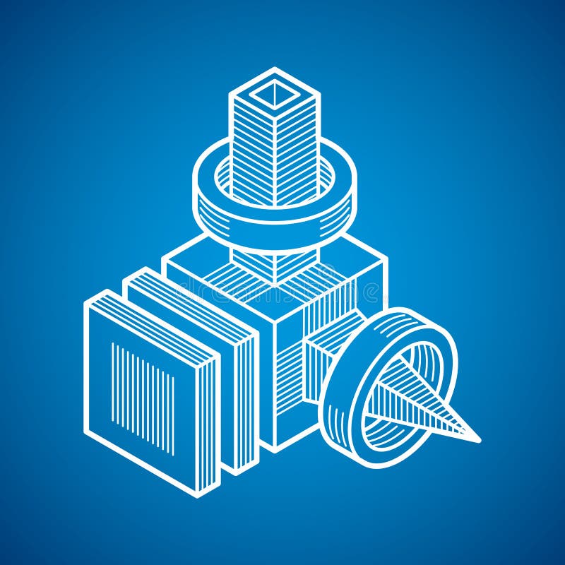 Engineering Abstract Shape, 3d Vector Polygonal Figure. Stock Vector ...