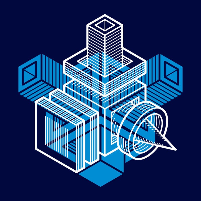 Engineering Abstract Shape, 3d Vector Polygonal Figure. Stock Vector ...