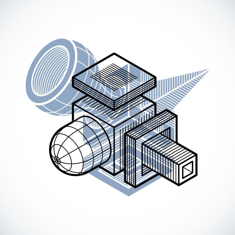 Engineering Abstract Shape, 3d Vector Polygonal Figure. Stock Vector ...