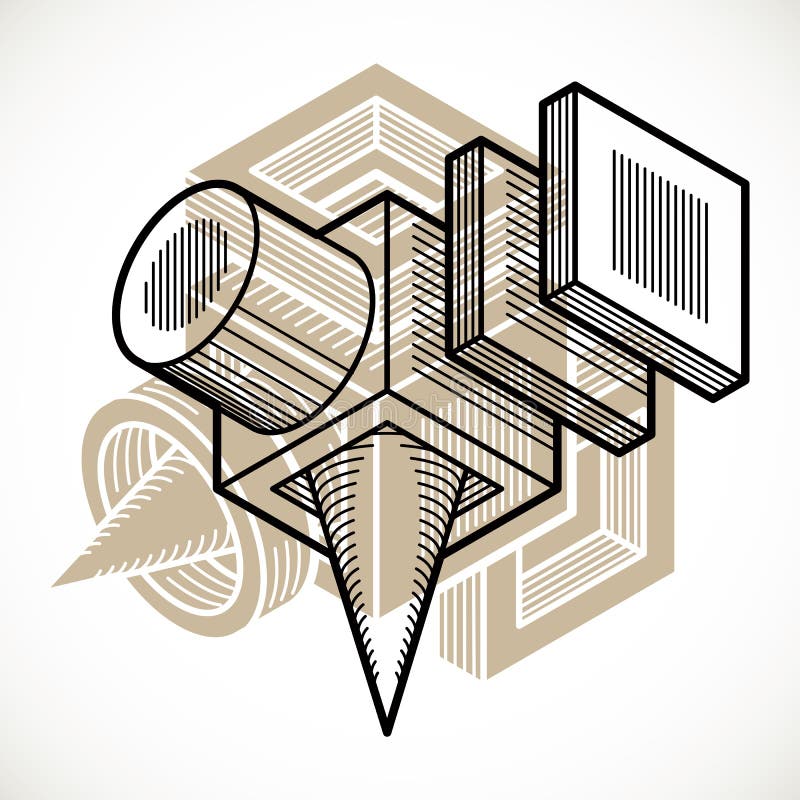 Engineering Abstract Shape, 3d Vector Polygonal Figure. Stock Vector ...