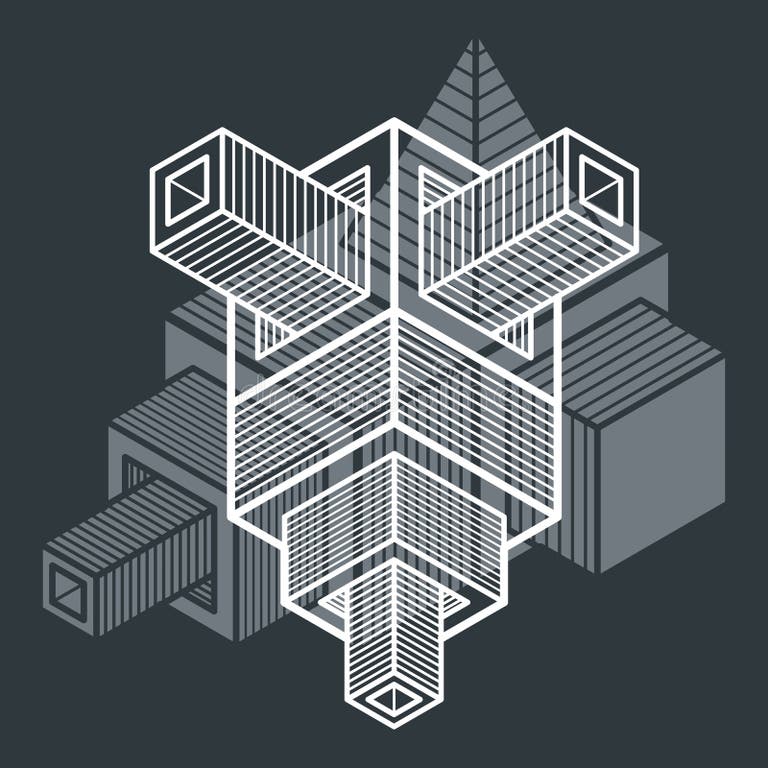 Engineering Abstract Shape, 3d Vector Polygonal Figure. Stock Vector ...