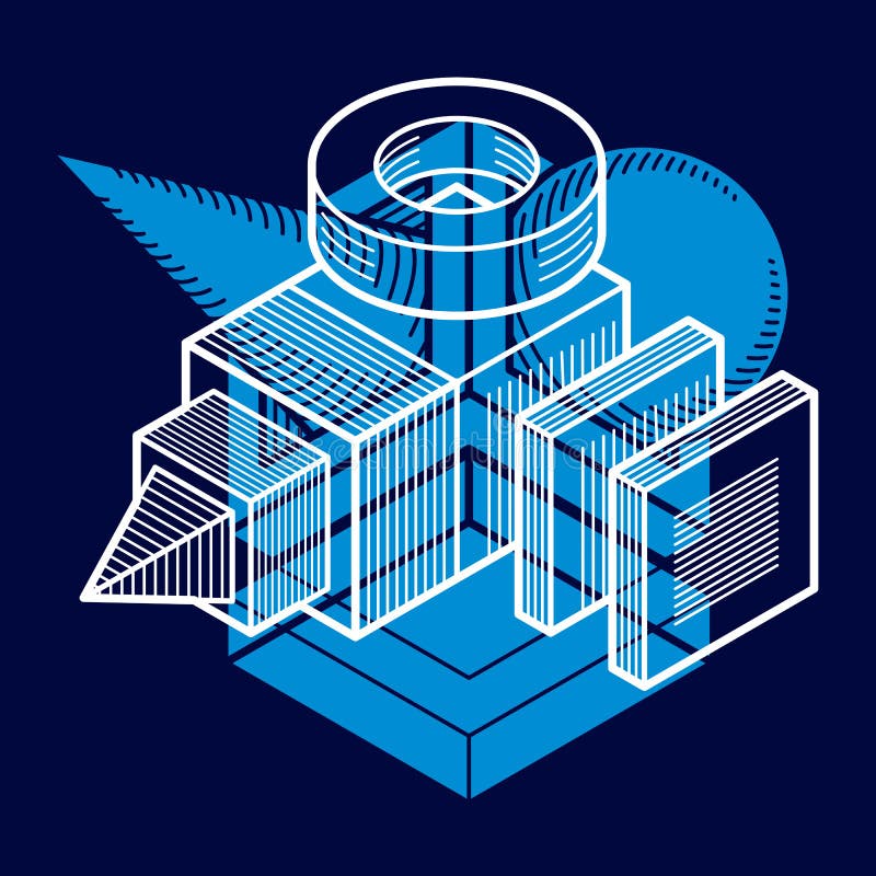 Engineering Abstract Shape, 3d Vector Polygonal Figure. Stock Vector ...