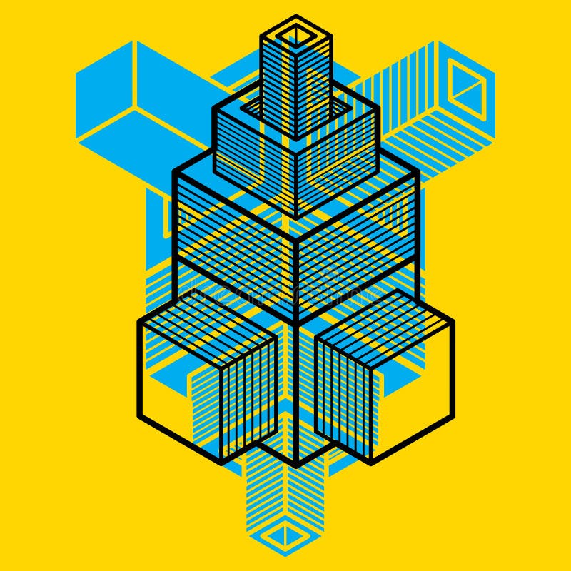 Engineering Abstract Shape, 3d Vector Polygonal Figure. Stock Vector ...