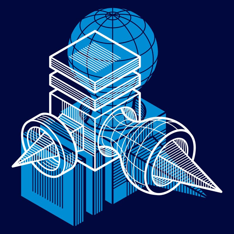 Engineering Abstract Shape, 3d Vector Polygonal Figure. Stock Vector ...