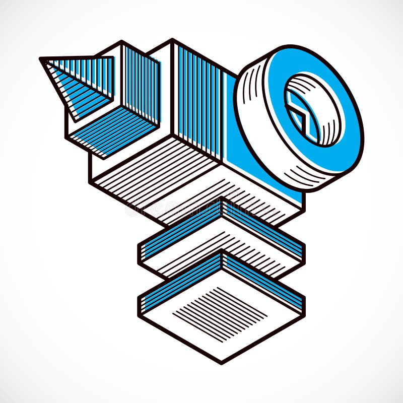 Engineering Abstract Shape, 3d Vector Polygonal Figure. Stock Vector ...