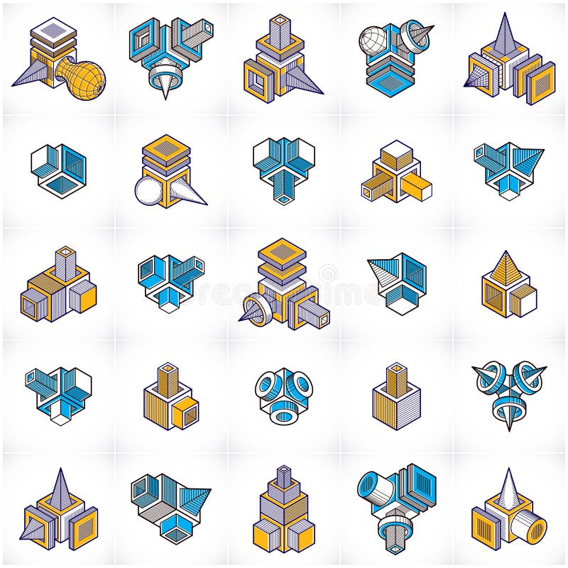 Engineering Abstract Shape, Vectors Set Stock Vector - Illustration of ...