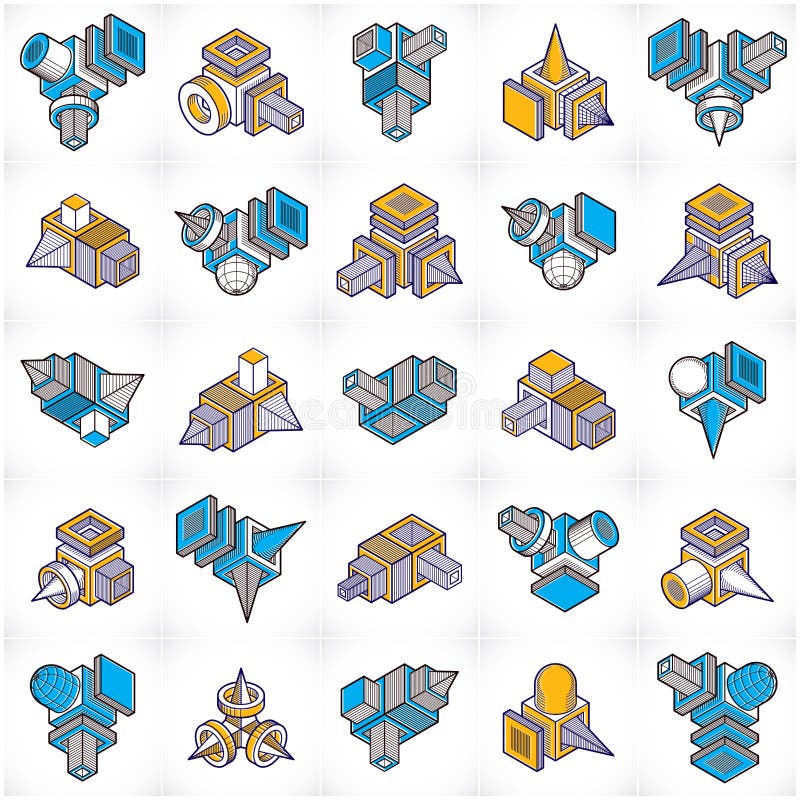 Engineering Abstract Shape, 3d Vector Polygonal Figure. Stock Vector ...