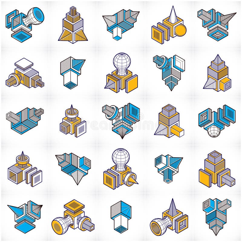 Engineering Abstract Shape, 3d Vector Polygonal Figure. Stock Vector ...