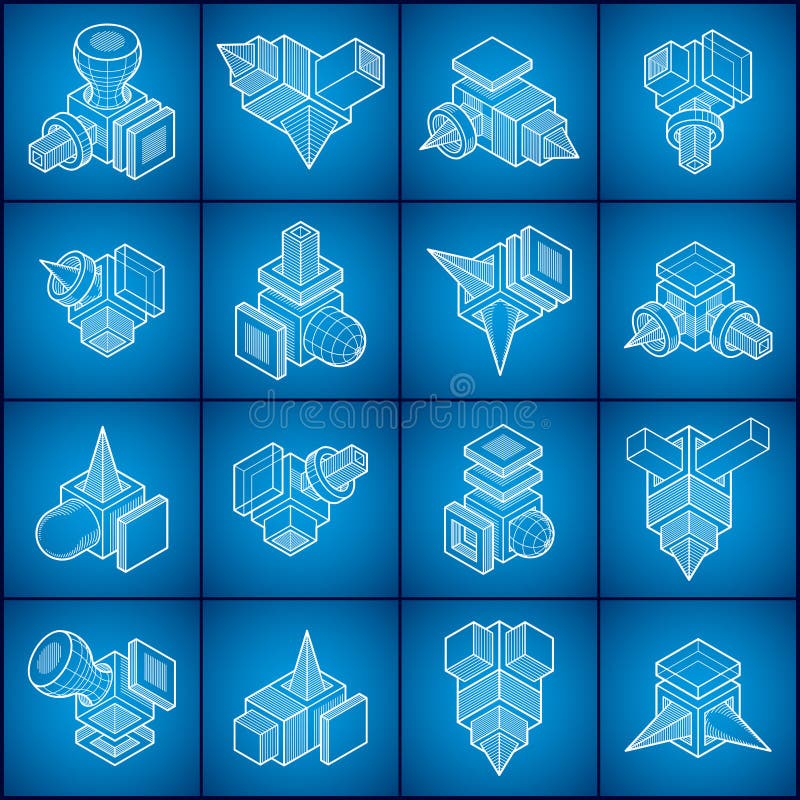 Engineering Abstract Shape, Vectors Set. Stock Vector - Illustration of ...