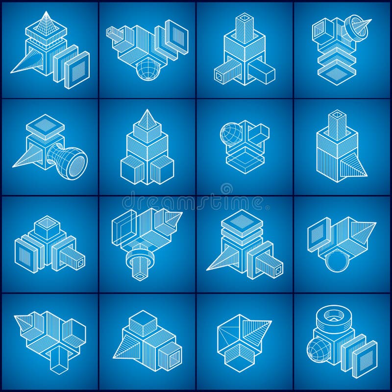 Engineering Abstract Shape, Vectors Set. Stock Vector - Illustration of ...