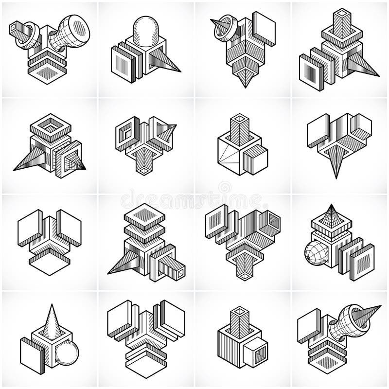 Engineering Abstract Shape, Vectors Set. Stock Vector - Illustration of ...