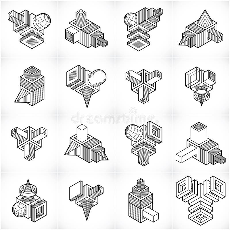 Engineering Abstract Shape, 3d Vector Polygonal Figure. Stock Vector ...