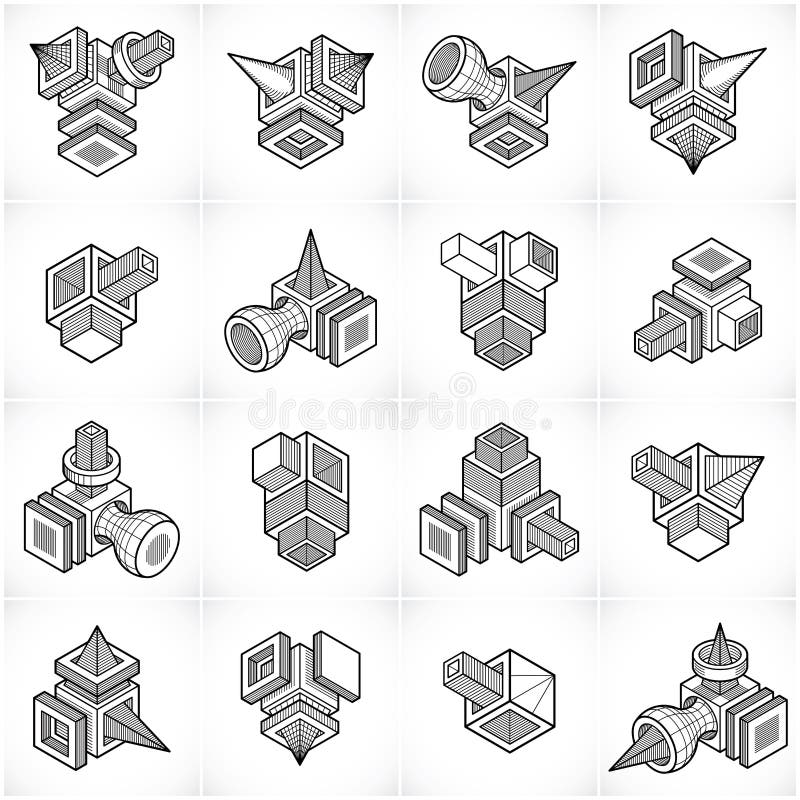 Engineering Abstract Shape, Vectors Set. Stock Vector - Illustration of ...