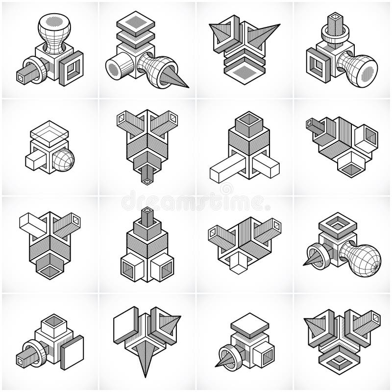 Engineering Abstract Shape, Vectors Set. Stock Vector - Illustration of ...