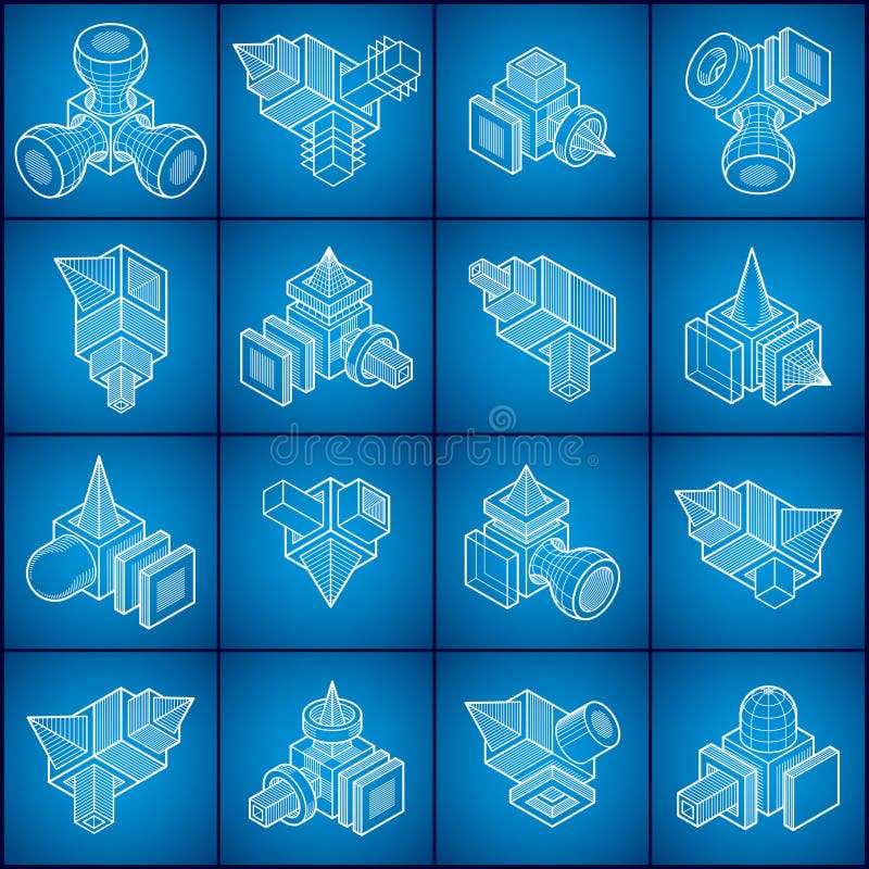 Engineering Abstract Shape, Vectors Set. Stock Vector - Illustration of ...