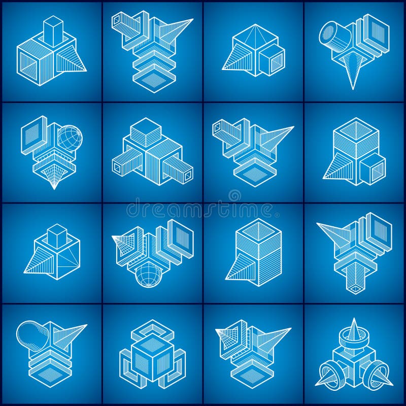 Engineering Abstract Shape, Vectors Set. Stock Vector - Illustration of ...