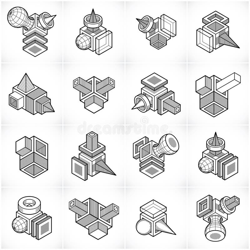 Engineering Abstract Shape, Vectors Set. Stock Vector - Illustration of ...