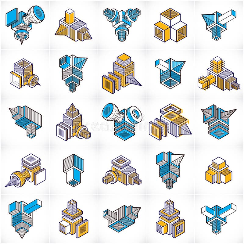 Engineering Abstract Shape, Vectors Set. Stock Vector - Illustration of ...