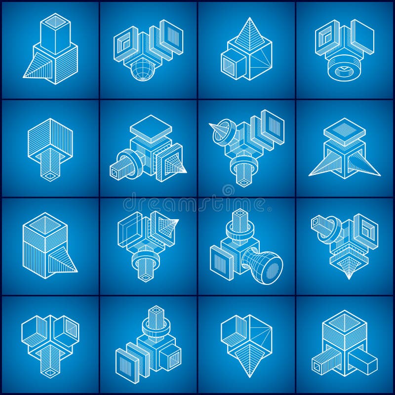 Engineering Abstract Shape, Vectors Set. Stock Vector - Illustration of ...