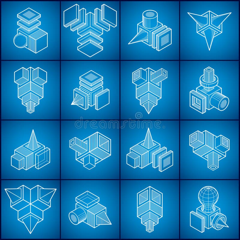 Engineering Abstract Shape, Vectors Set. Stock Vector - Illustration of ...