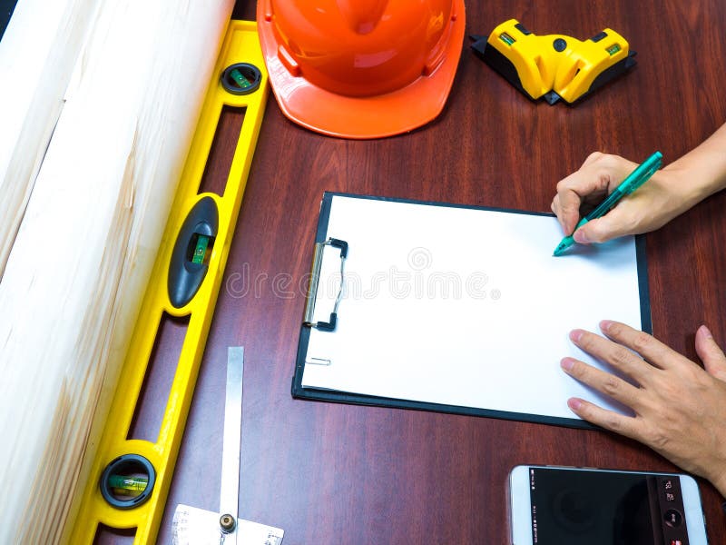 Engineering and Architect Workplace with Measurement Equipments Stock ...