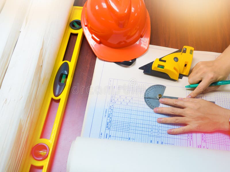 Engineering and Architect Workplace with Measurement Equipments Stock ...