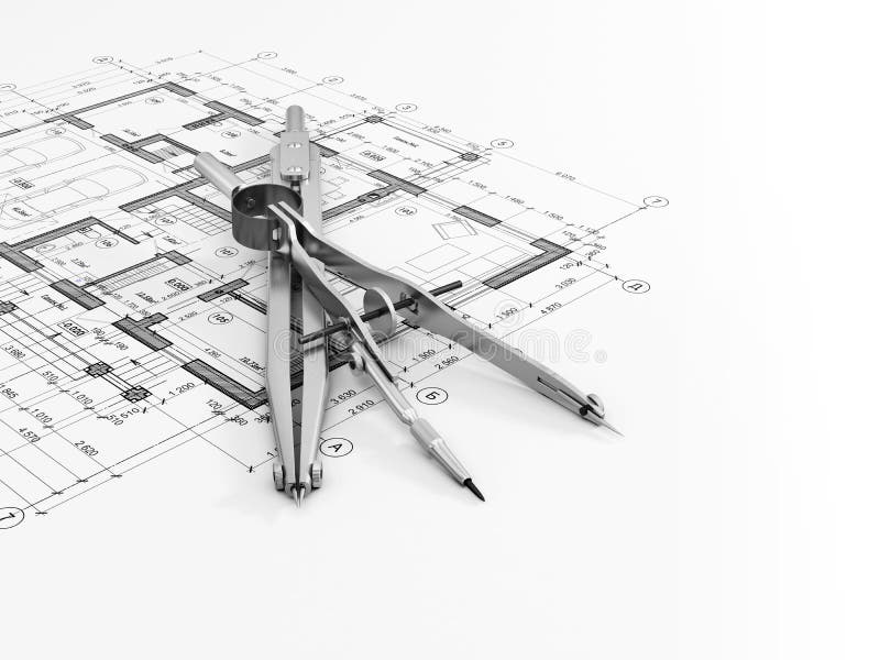 Engineering Compass on Black Background Stock Illustration ...