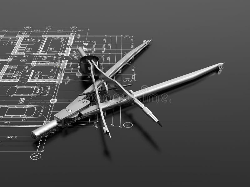 Engineering Compass on Black Background Stock Illustration ...