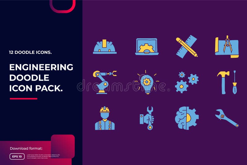 Engineering and Architecture Related Doodle Icon Concept for Industrial ...