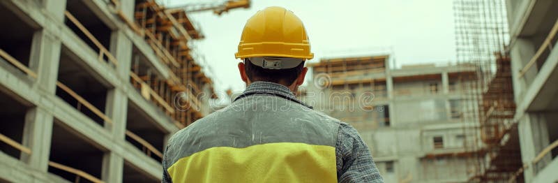 Engineering Back View of a Construction Building, City Landscape ...