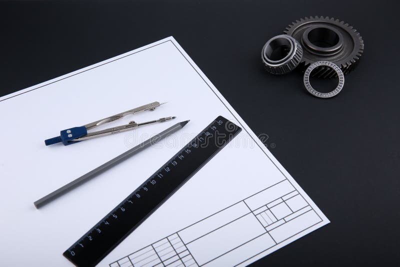 Engineering Background with Drafting Accessories Stock Photo - Image of ...