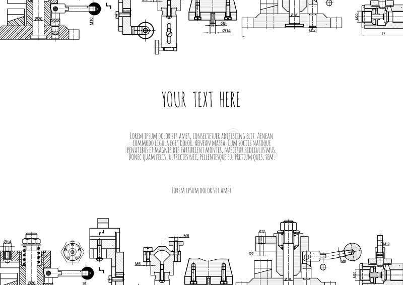 Engineering Backgrounds. Mechanical Engineering Drawings. Cover. Banner ...