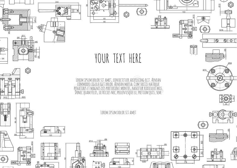 Engineering Backgrounds. Mechanical Engineering Drawings. Cover. Banner ...